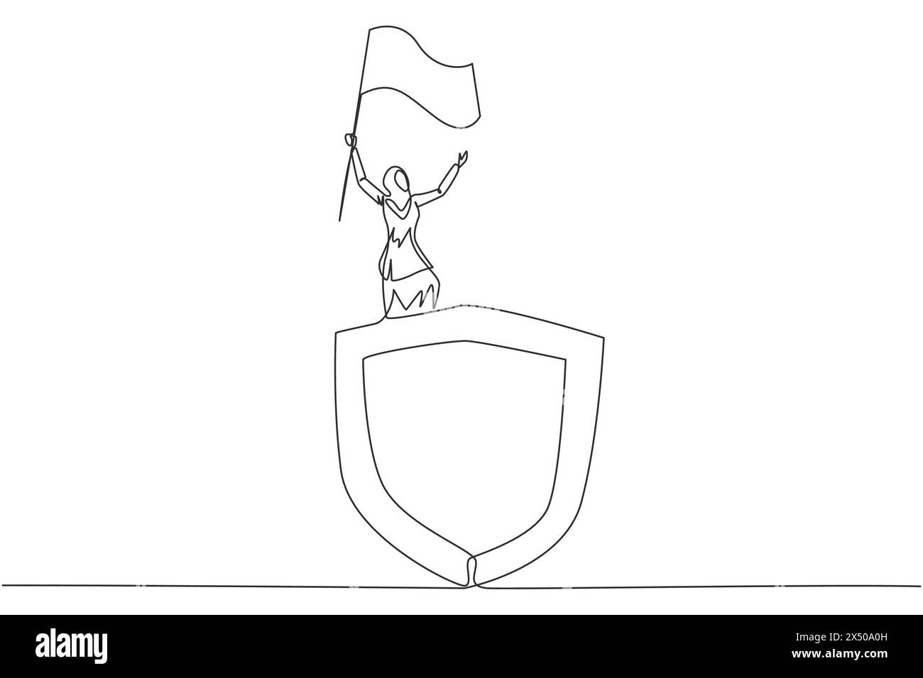 Single continuous line drawing of young Arabian businesswoman standing ...