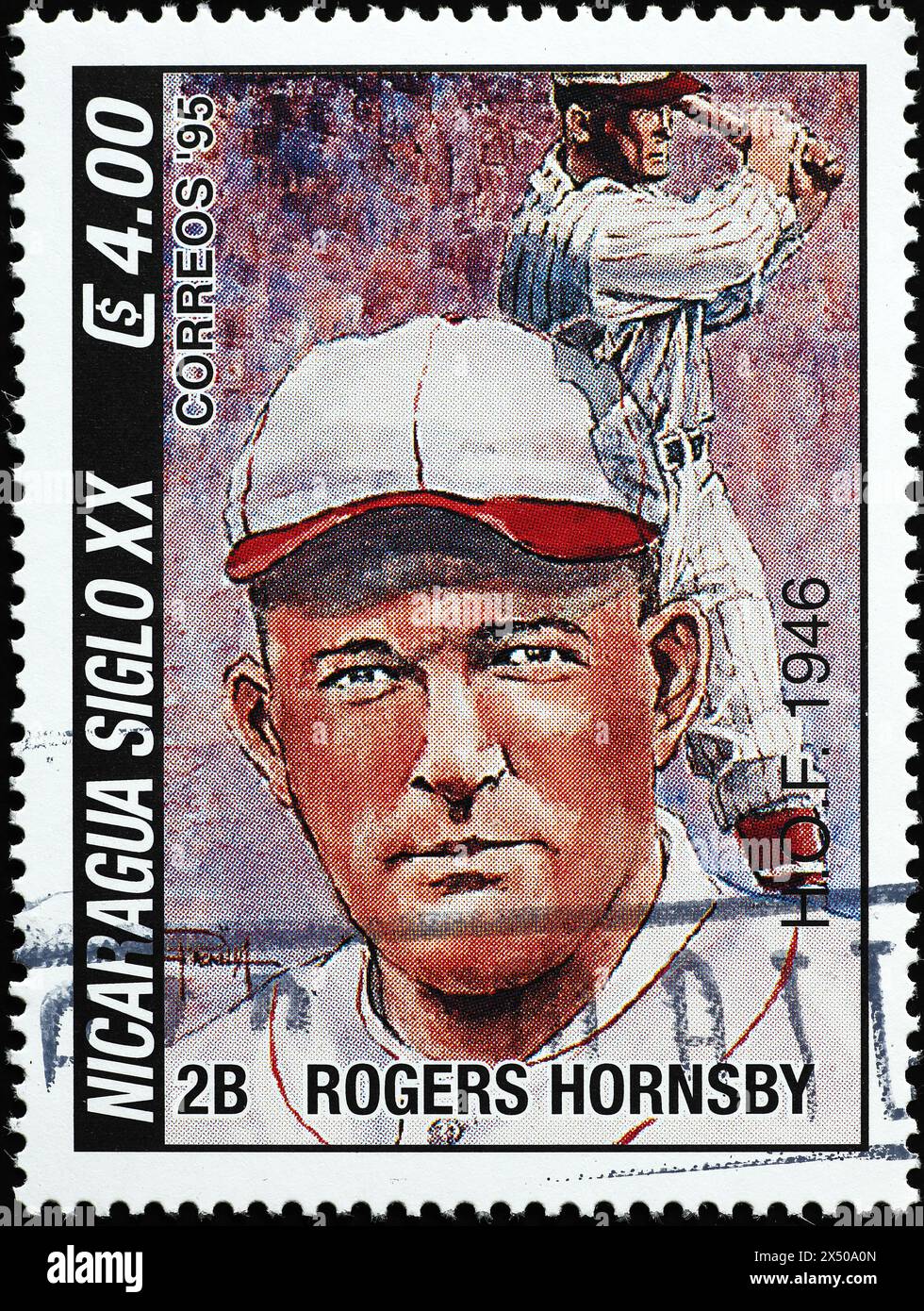 Baseball player Rogers Hornsby on stamp from Nicaragua Stock Photo - Alamy