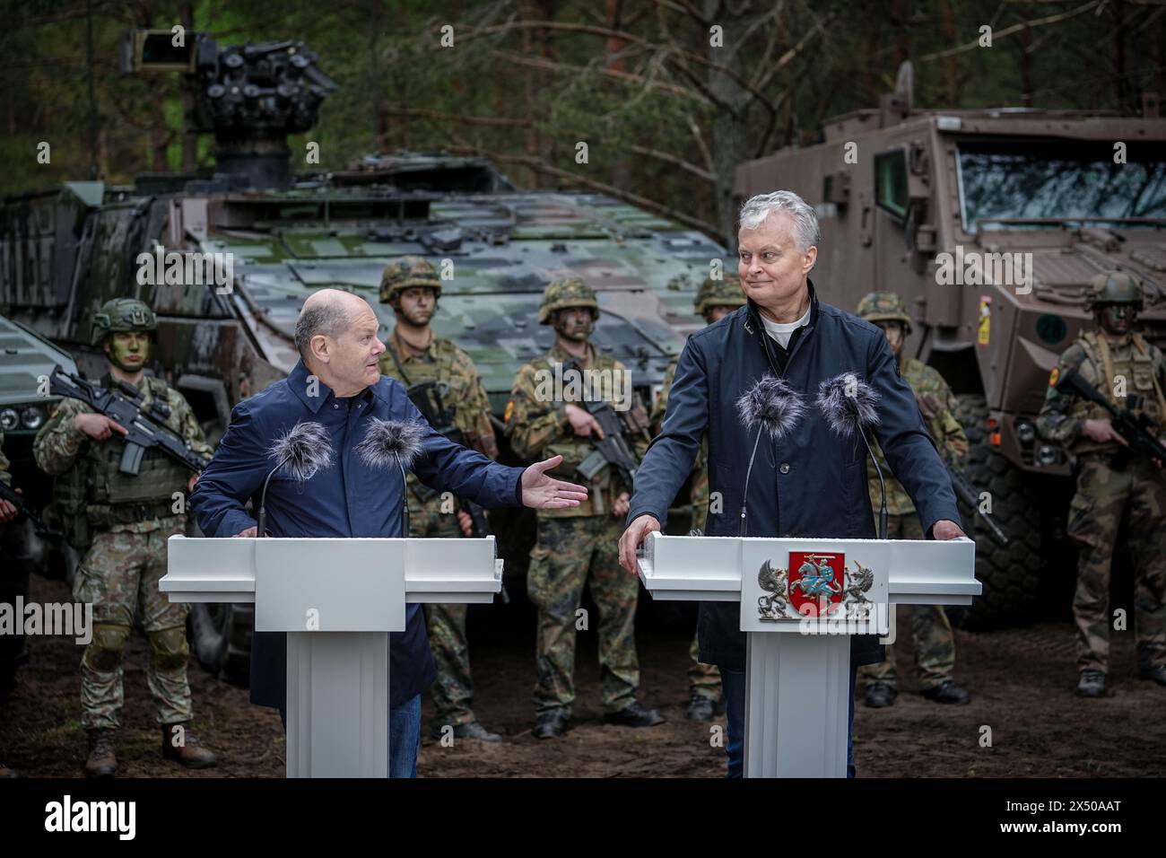 Pabrade, Lithuania. 06th May, 2024. Federal Chancellor Olaf Scholz (l ...