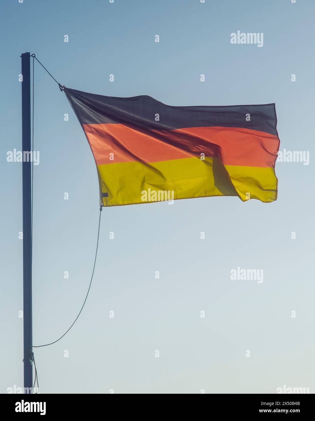 Translucent Germany national flag waving in the wind outdoors Stock ...