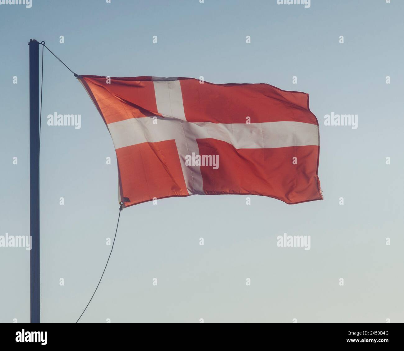Translucent Denmark national flag waving in the wind outdoors Stock ...