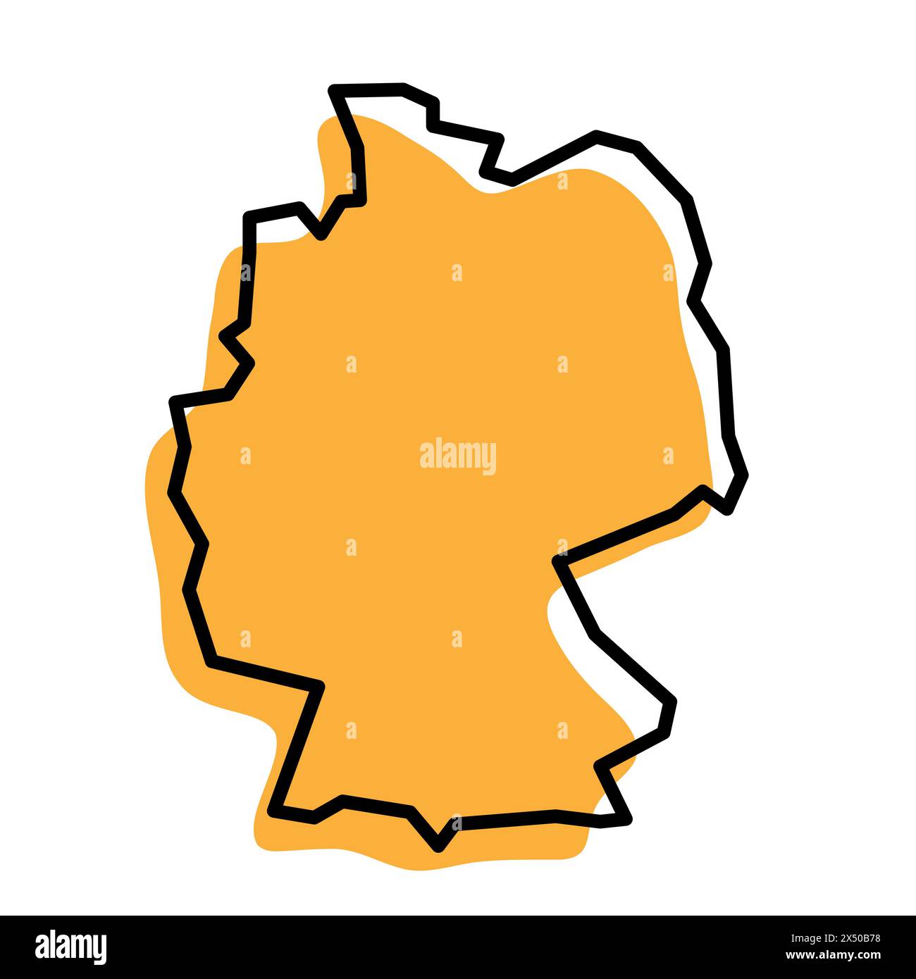 Germany country simplified map. Orange silhouette with thick black ...