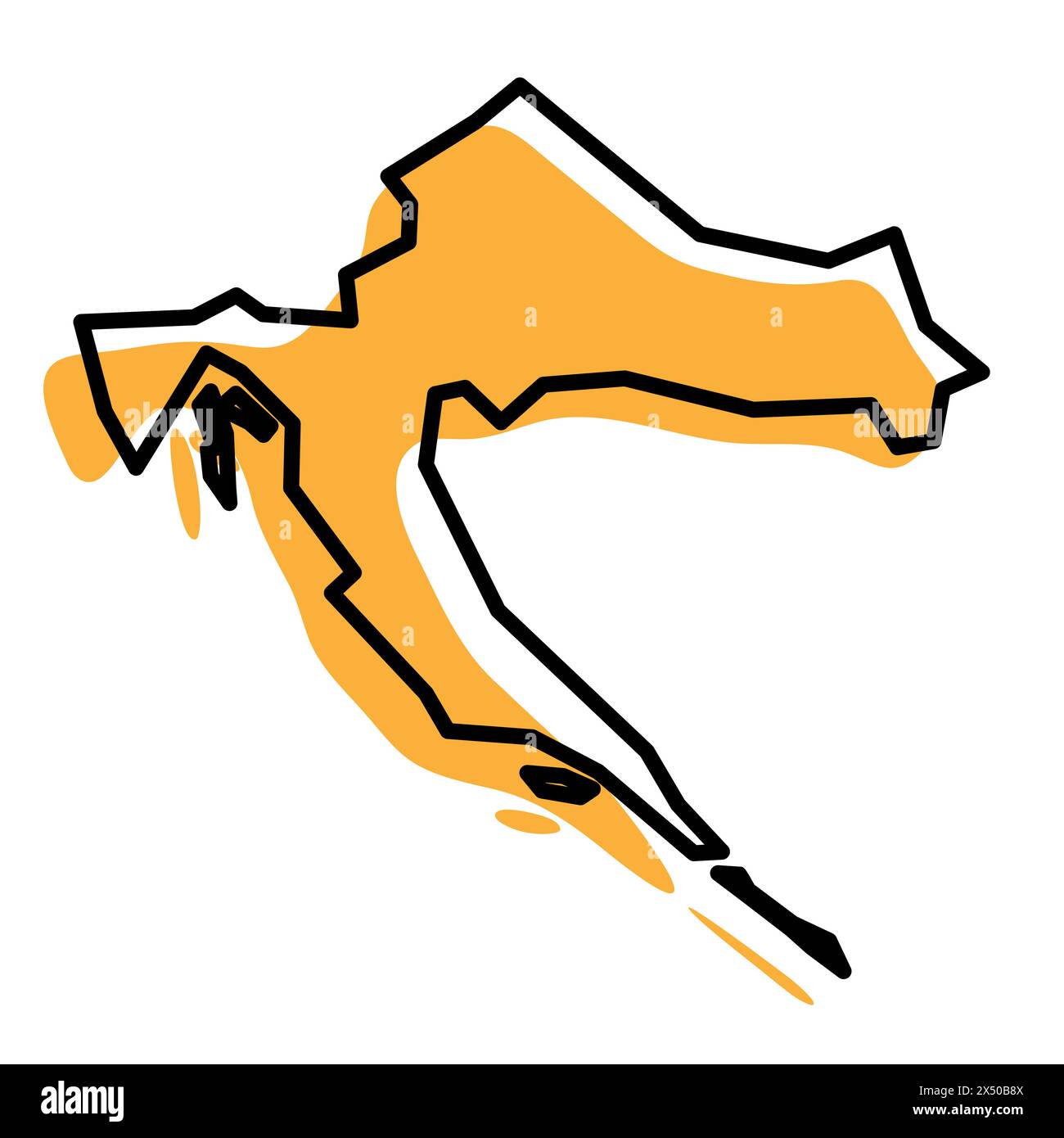 Croatia country simplified map. Orange silhouette with thick black ...