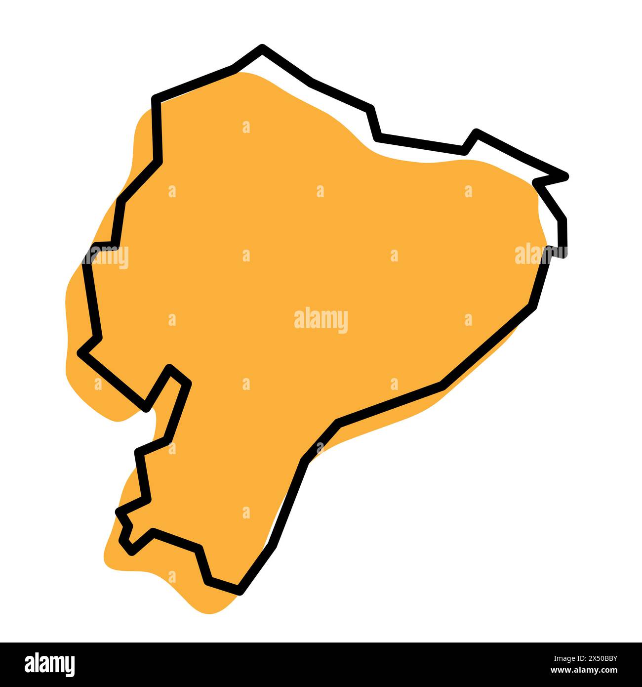 Ecuador country simplified map. Orange silhouette with thick black ...