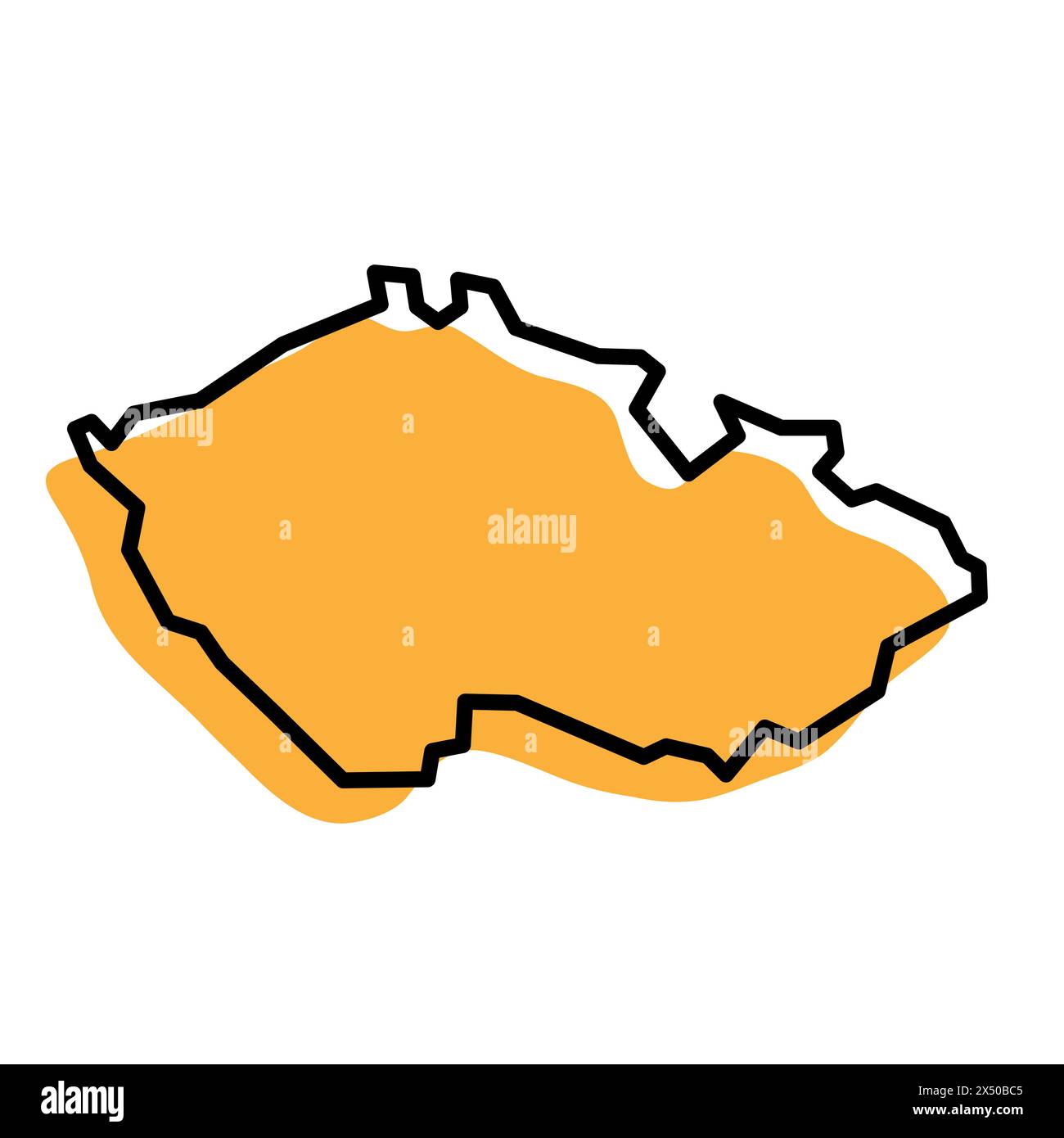 Czech Republic country simplified map. Orange silhouette with thick ...