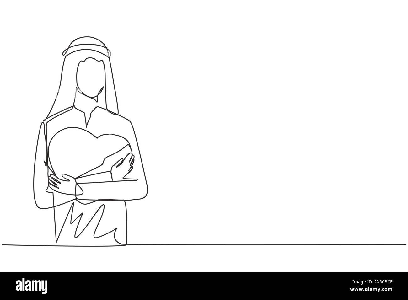 Continuous one line drawing of young happy Arabian man with casual ...