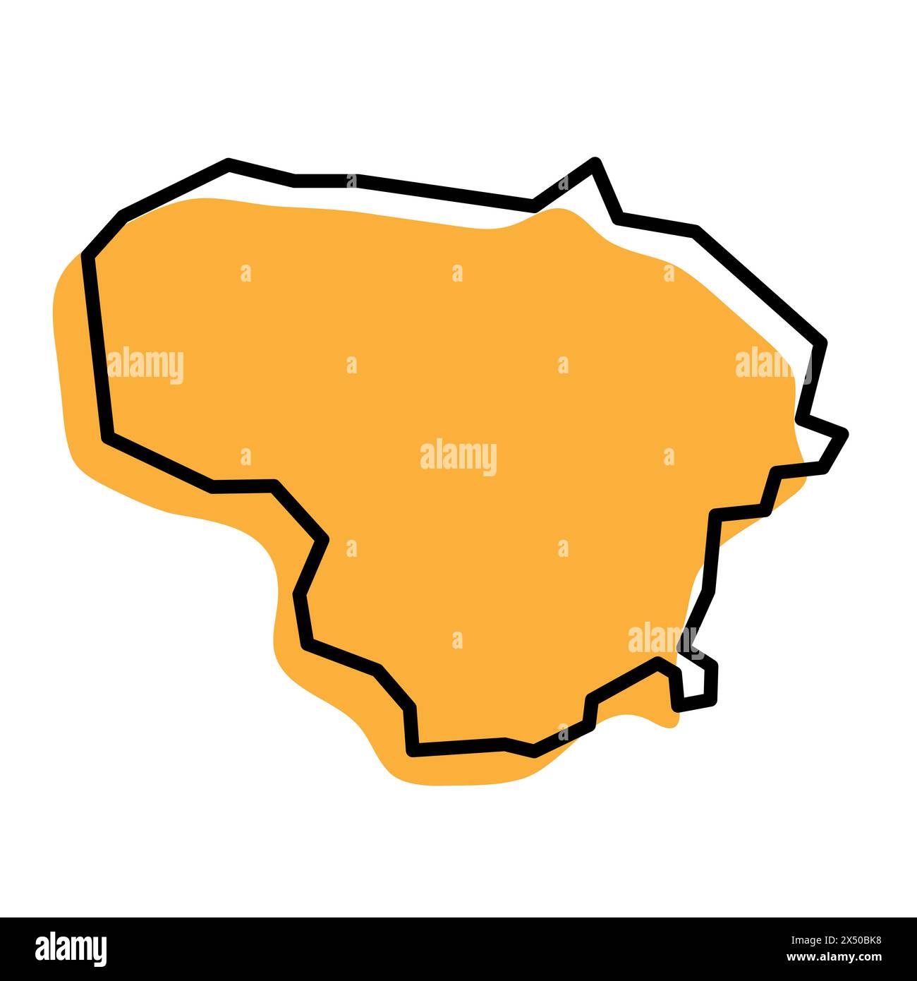 Lithuania country simplified map. Orange silhouette with thick black ...