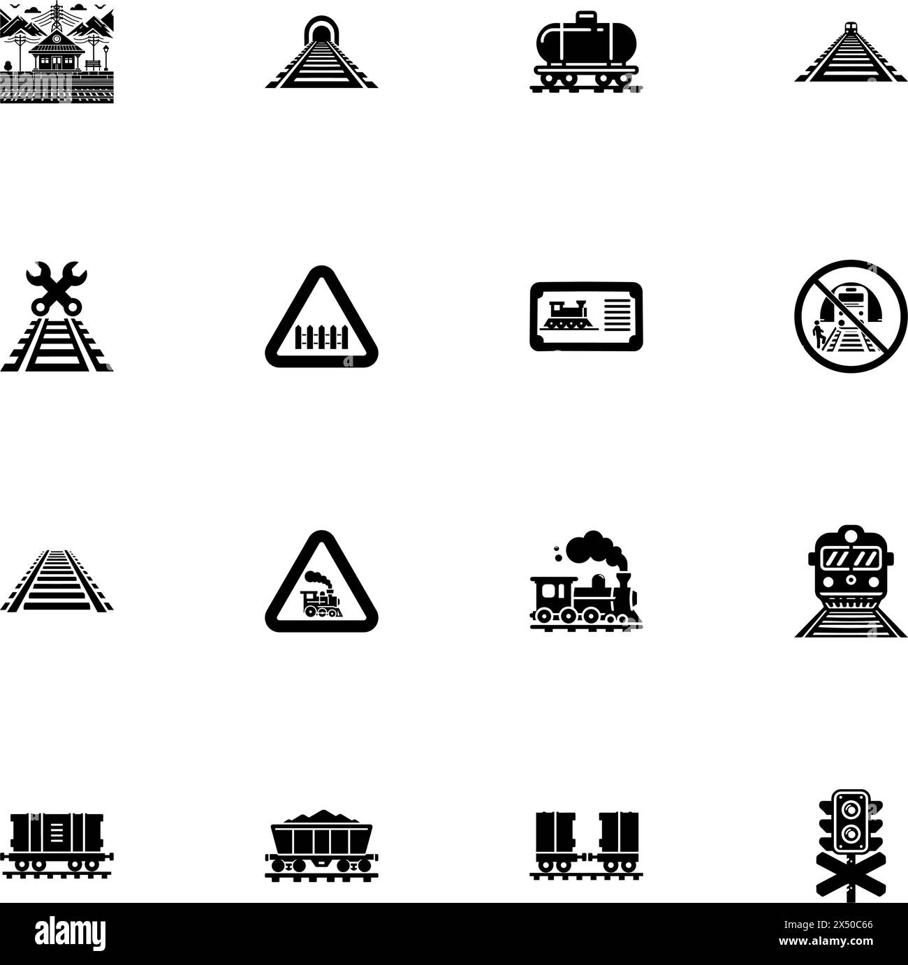 Trains icon - Expand to any size - Change to any colour. Perfect Flat ...