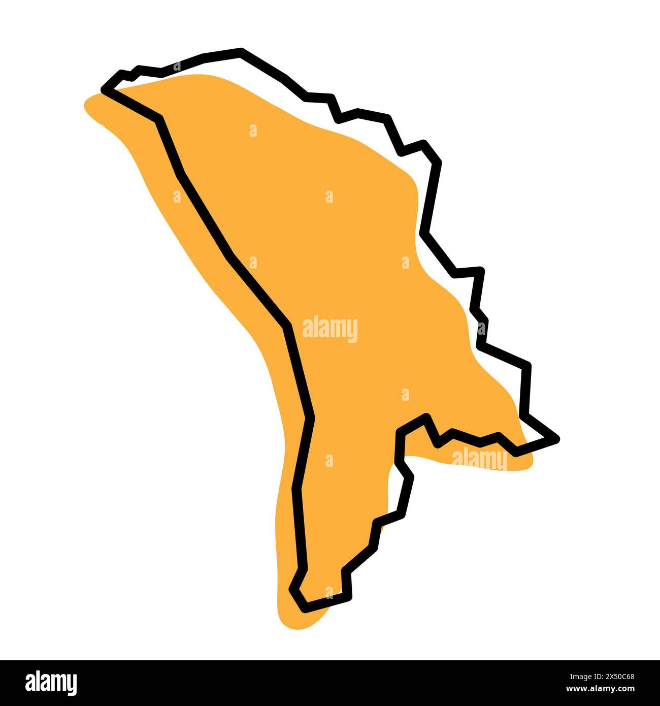 Moldova country simplified map. Orange silhouette with thick black ...