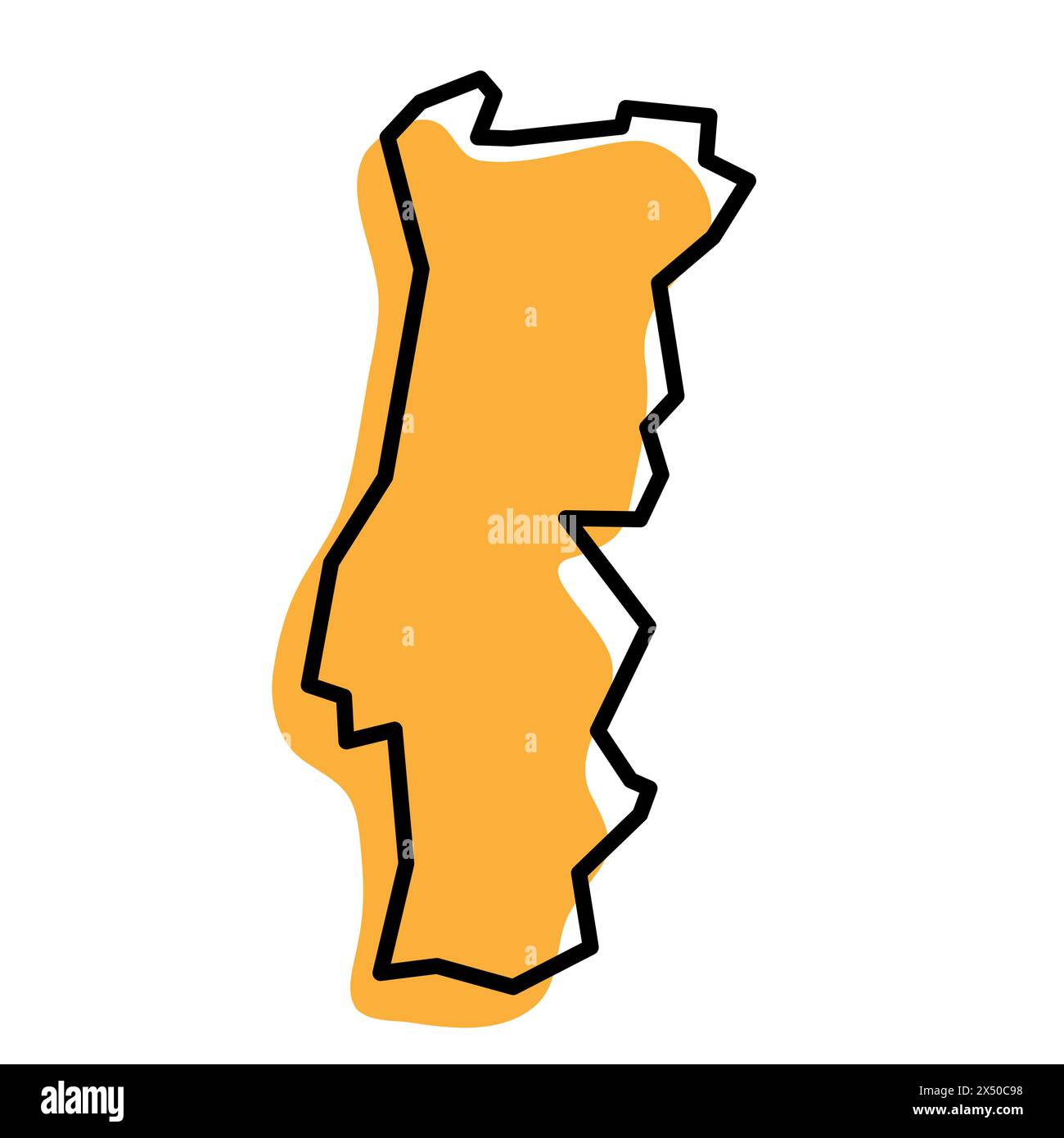 Portugal country simplified map. Orange silhouette with thick black ...