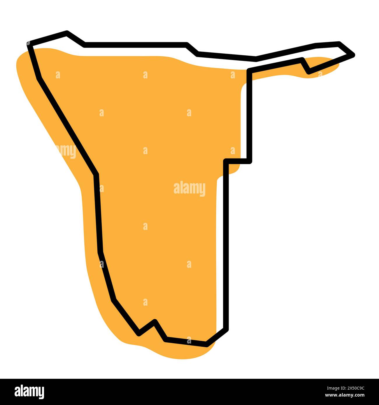 Namibia country simplified map. Orange silhouette with thick black ...