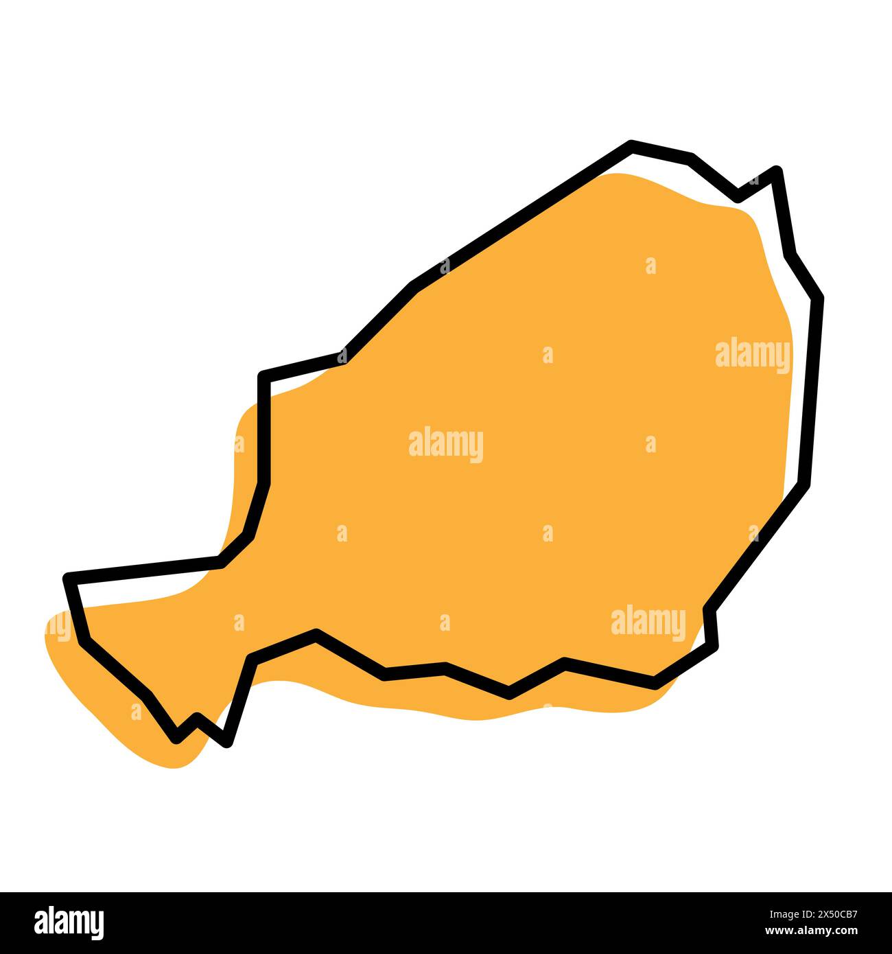 Niger country simplified map. Orange silhouette with thick black sharp ...