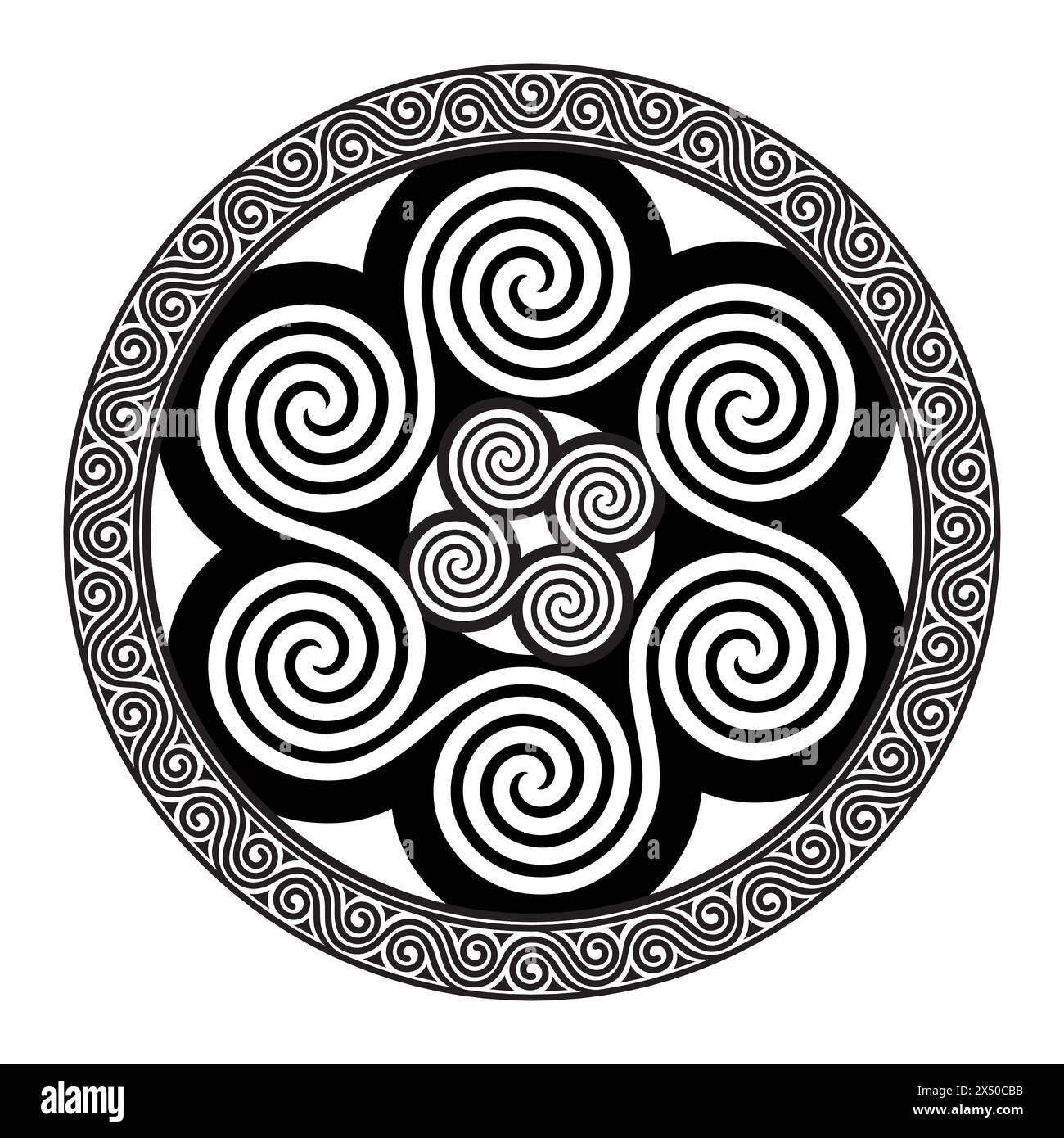 Viking helmet, crossed viking axes and Scandinavian pattern Stock ...