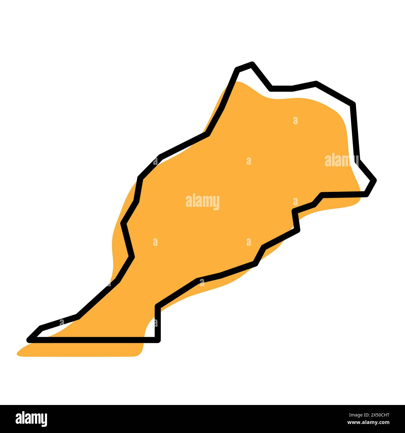 Morocco country simplified map. Orange silhouette with thick black ...