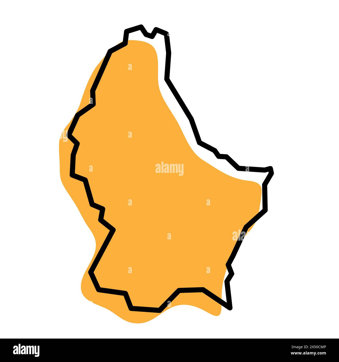 Luxembourg country simplified map. Orange silhouette with thick black ...