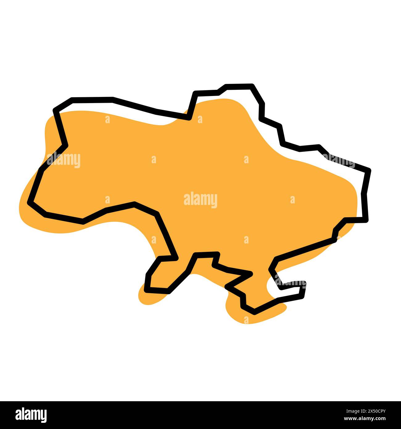 Ukraine country simplified map. Orange silhouette with thick black ...