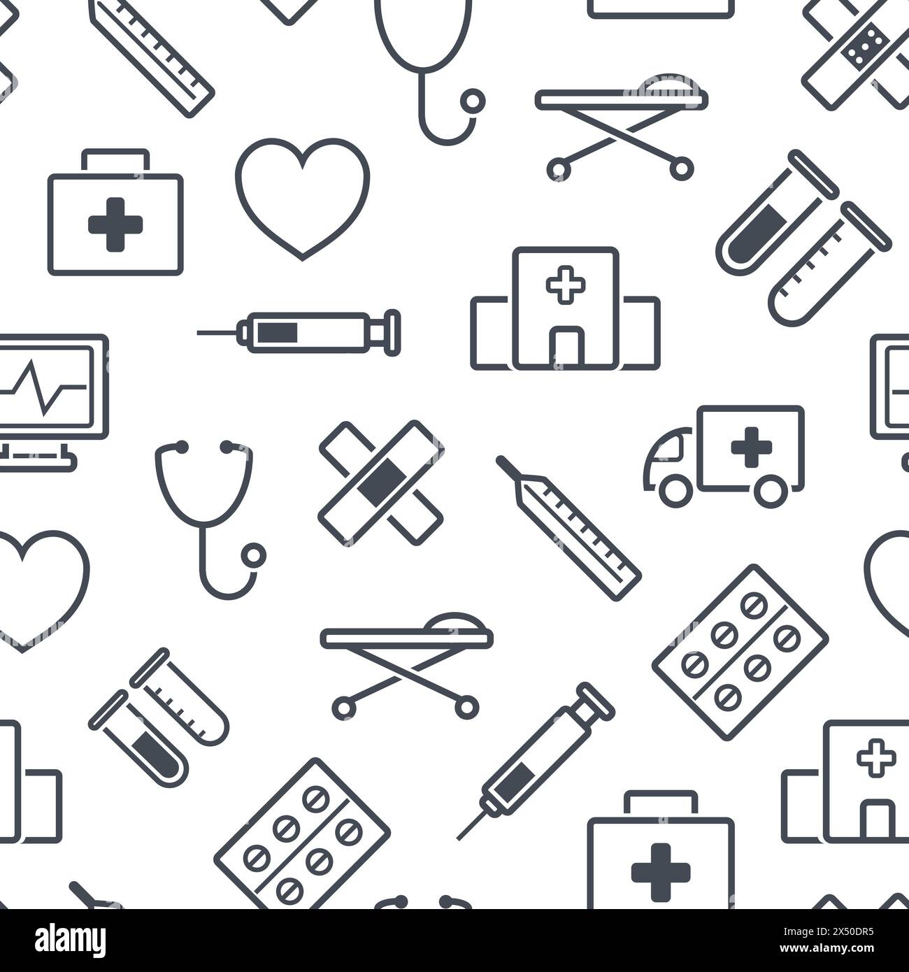 Vector seamless medical pattern, hospital icons, health care, clinic ...