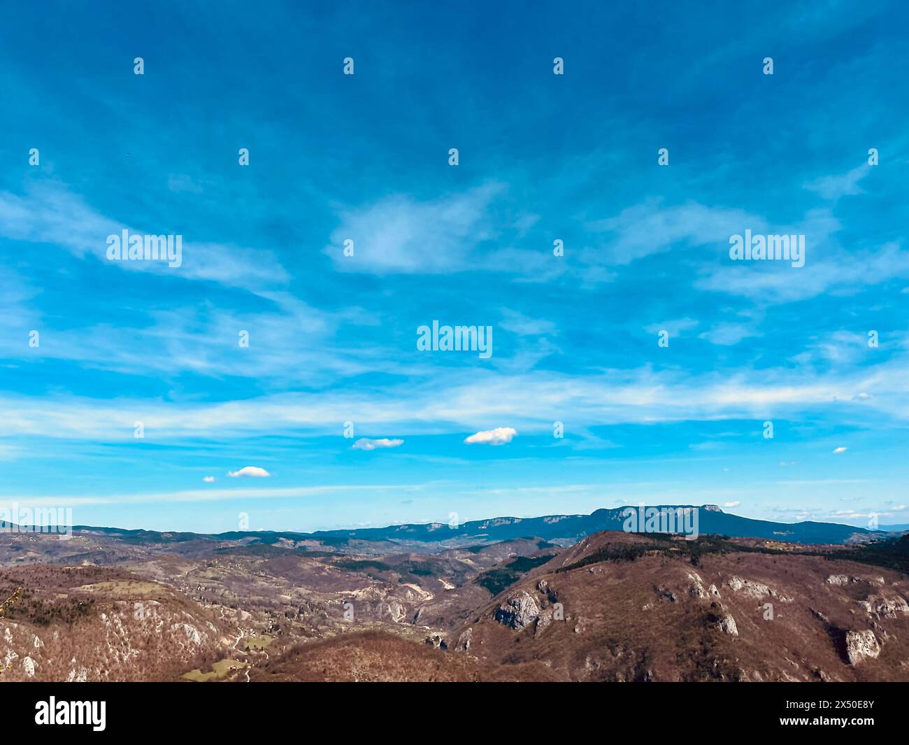Aerial view of rural landscape from Mt Trebevic, Sarajevo, Bosnia and ...