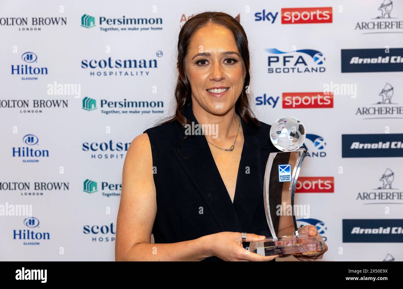 Rangers' Jo Potter with the award Womens manager of the year during the ...