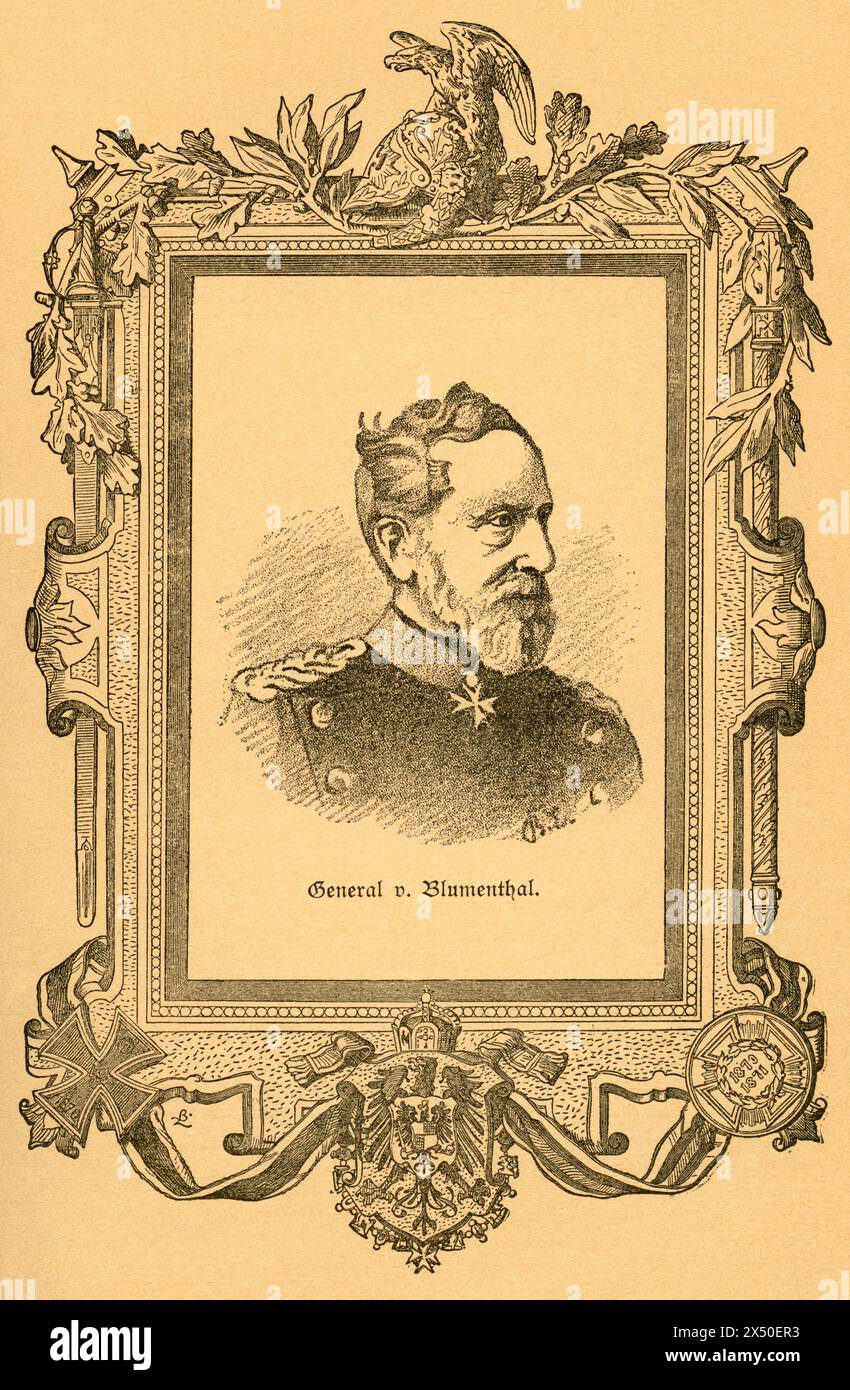 Leonhard von Blumenthal, Prussian Field-Marshal, portrait, in a frame ...
