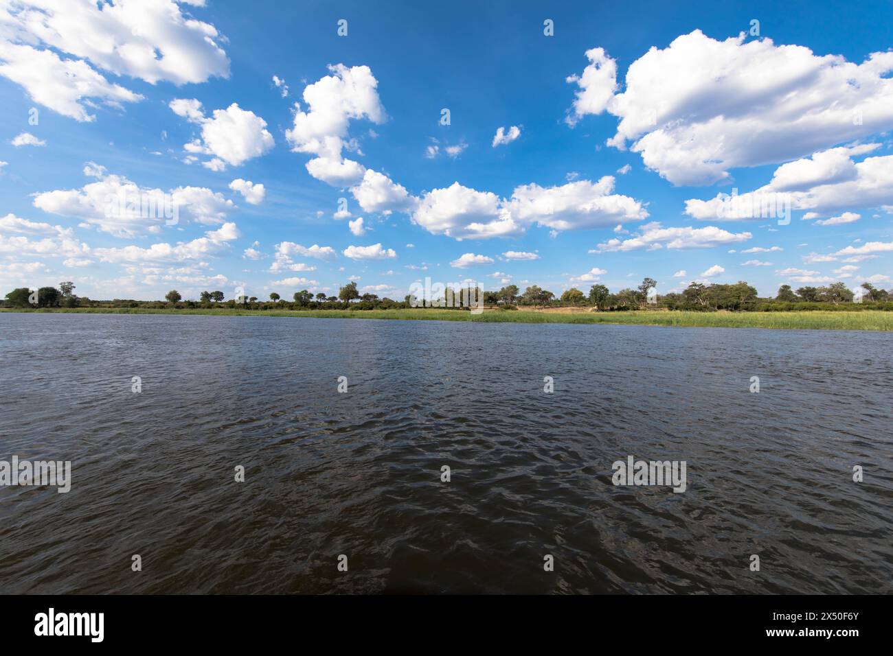 Beautiful panorama view at the area of the Okavango River near Divundu ...