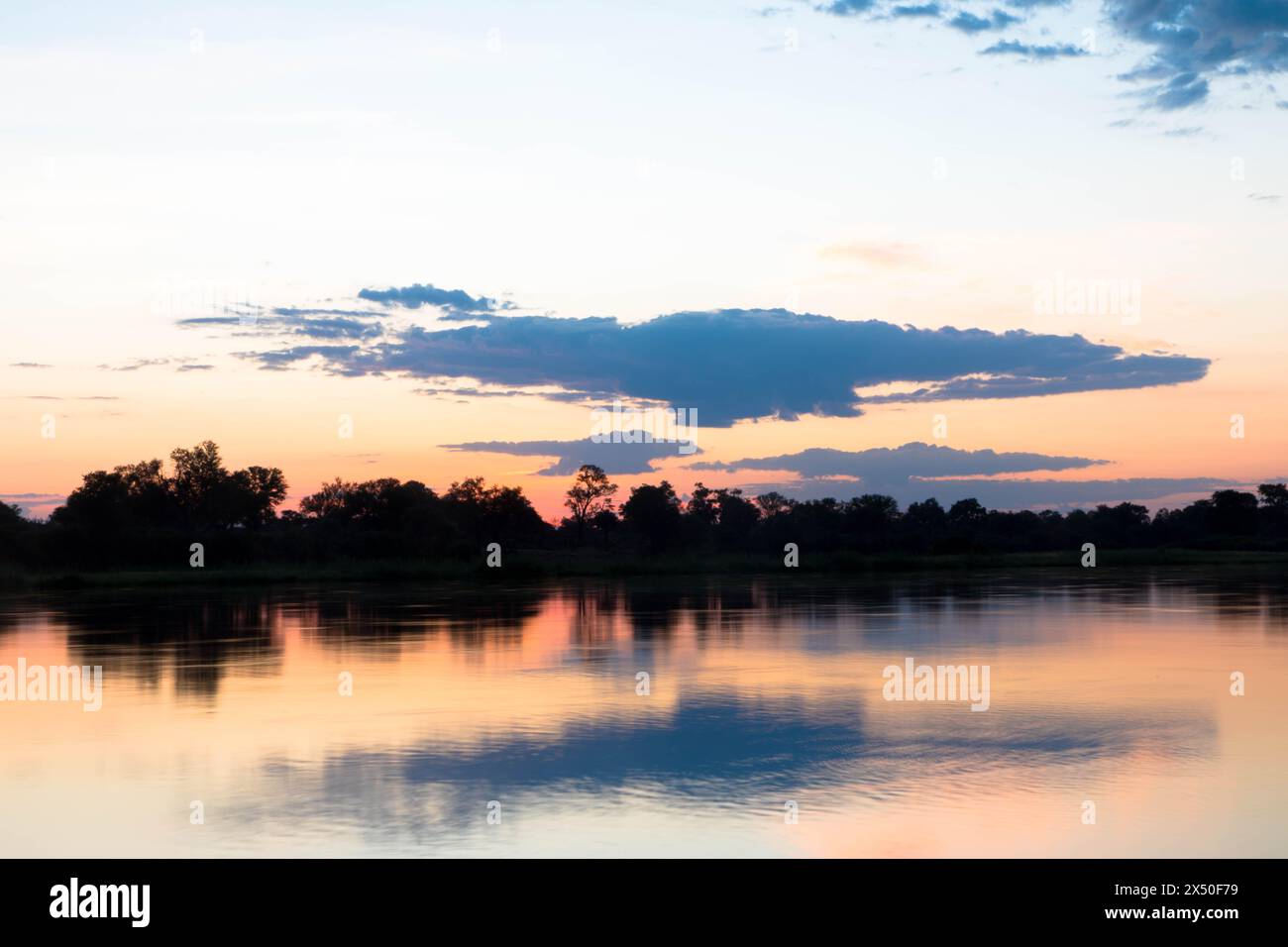 Beautiful panorama sunrise view at the area of the okavango hi-res ...