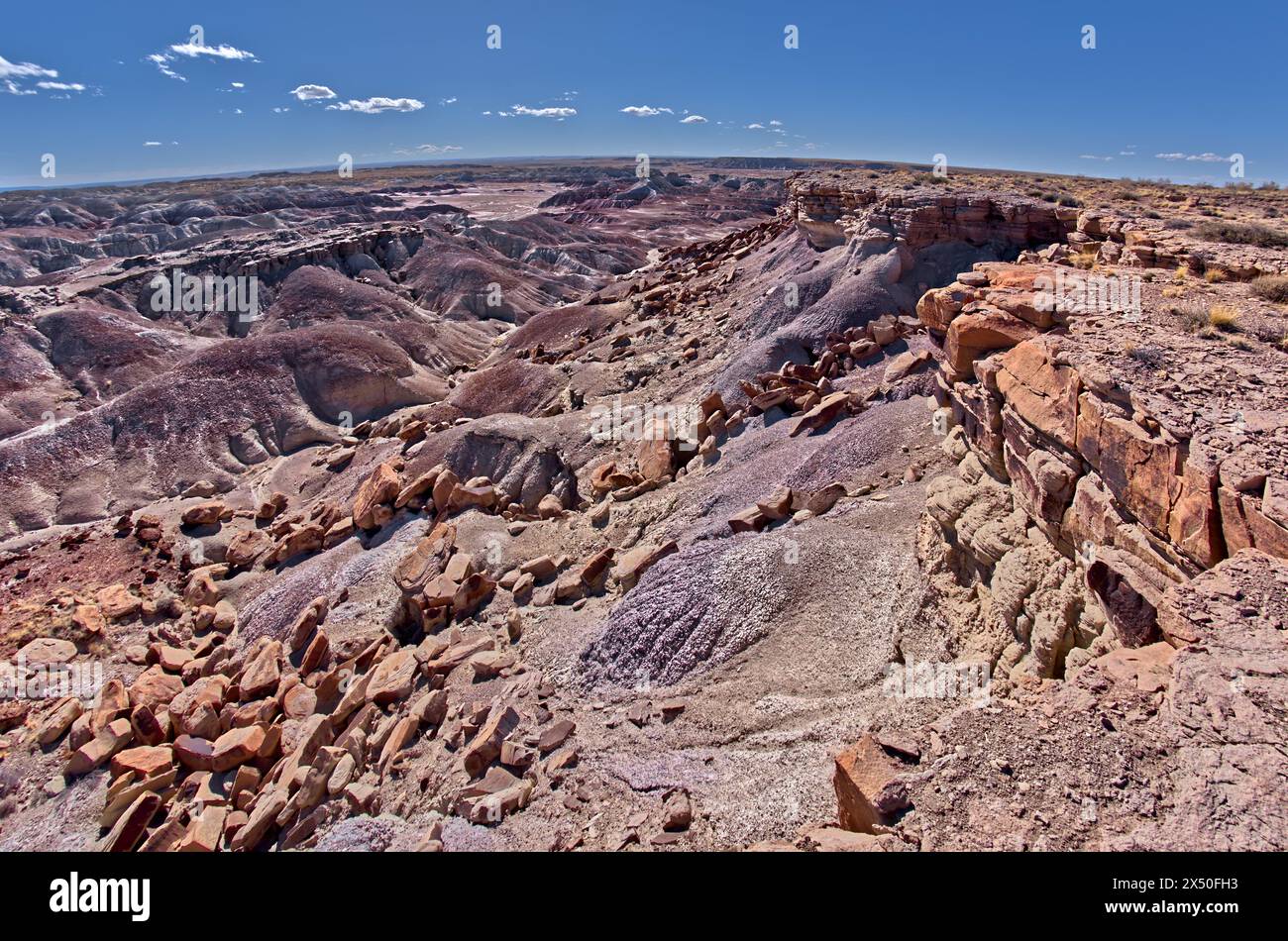 Crumbling cliffs of a mesa near Hamilili Point on the south end of ...