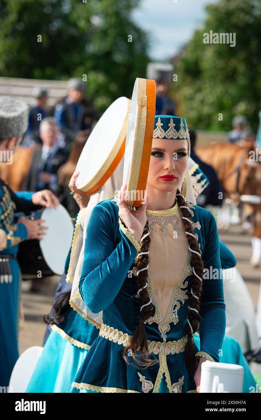 Windsor, Berkshire, UK. 4th May 2024. Performers from the Equestrian Federation of Azerbaijan ...