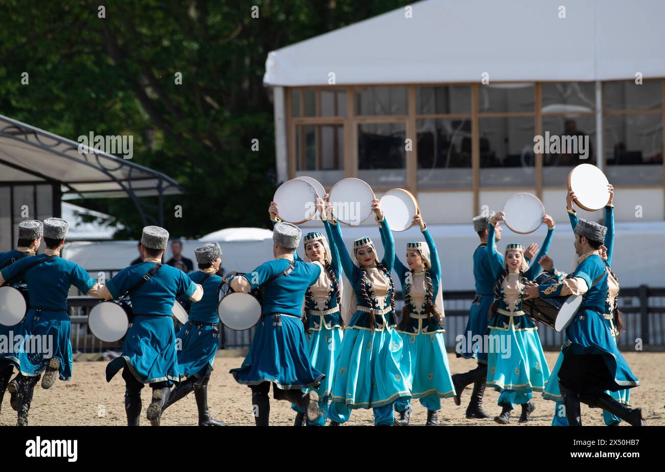 Windsor, Berkshire, UK. 4th May 2024. Performers from the Equestrian Federation of Azerbaijan ...