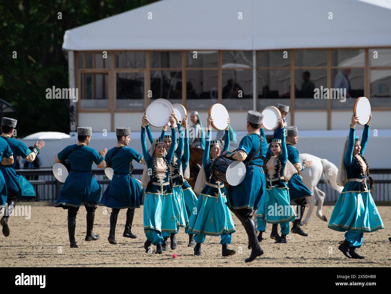 Windsor, Berkshire, UK. 4th May 2024. Performers from the Equestrian Federation of Azerbaijan ...
