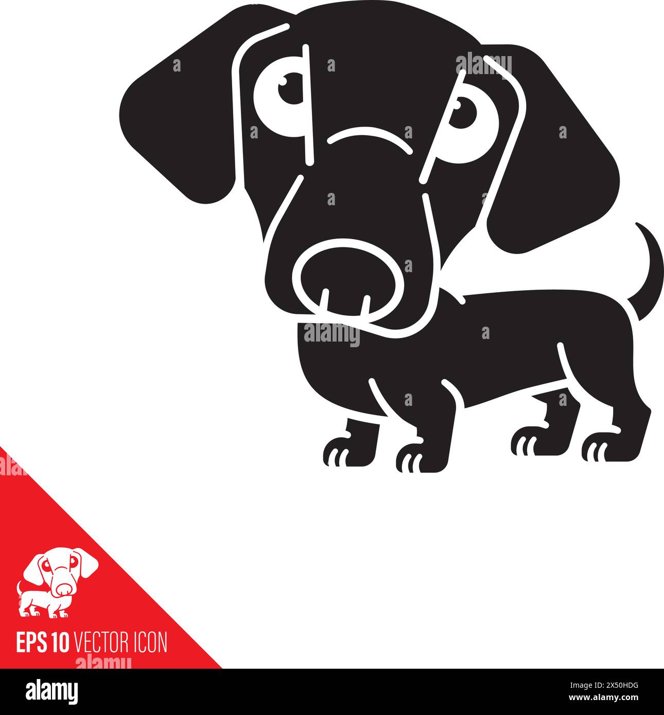 Cute Dachshund cartoon vector glyph icon for Bobblehead Day on January 7 Stock Vector Image ...