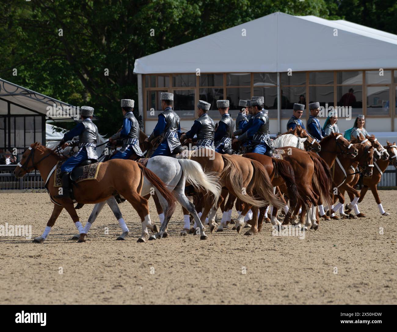 Windsor, Berkshire, UK. 4th May 2024. Performers from the Equestrian Federation of Azerbaijan ...