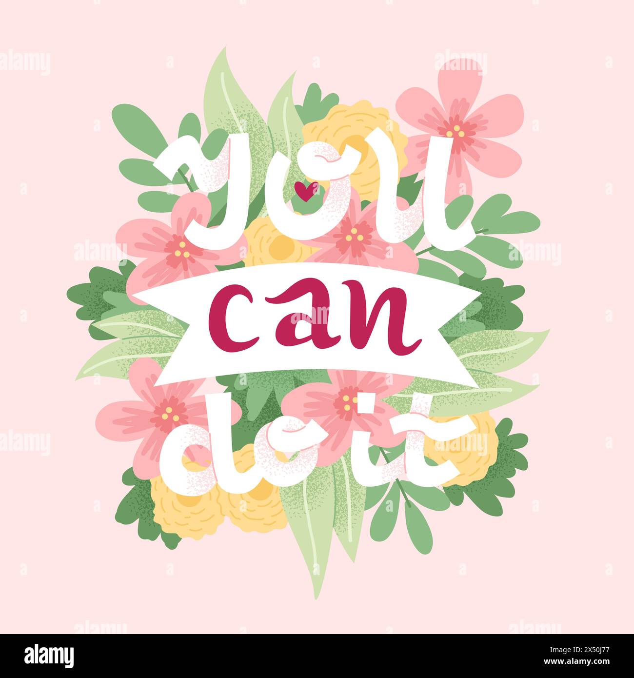 Motivational quote poster - You can do it. Card design with hand draw ...