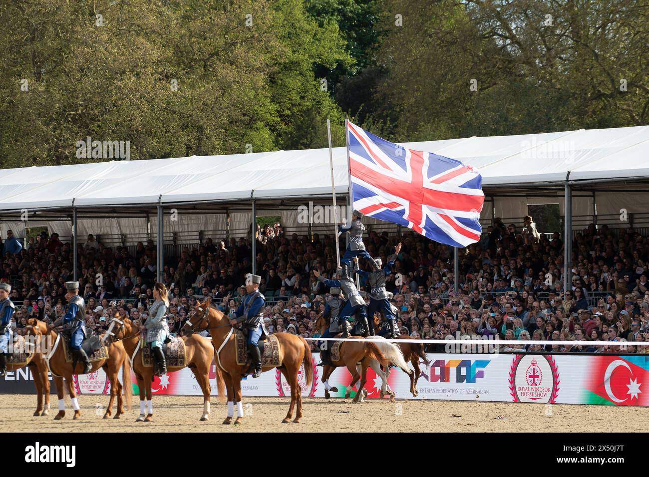 Windsor, Berkshire, UK. 4th May 2024. Performers from the Equestrian Federation of Azerbaijan ...
