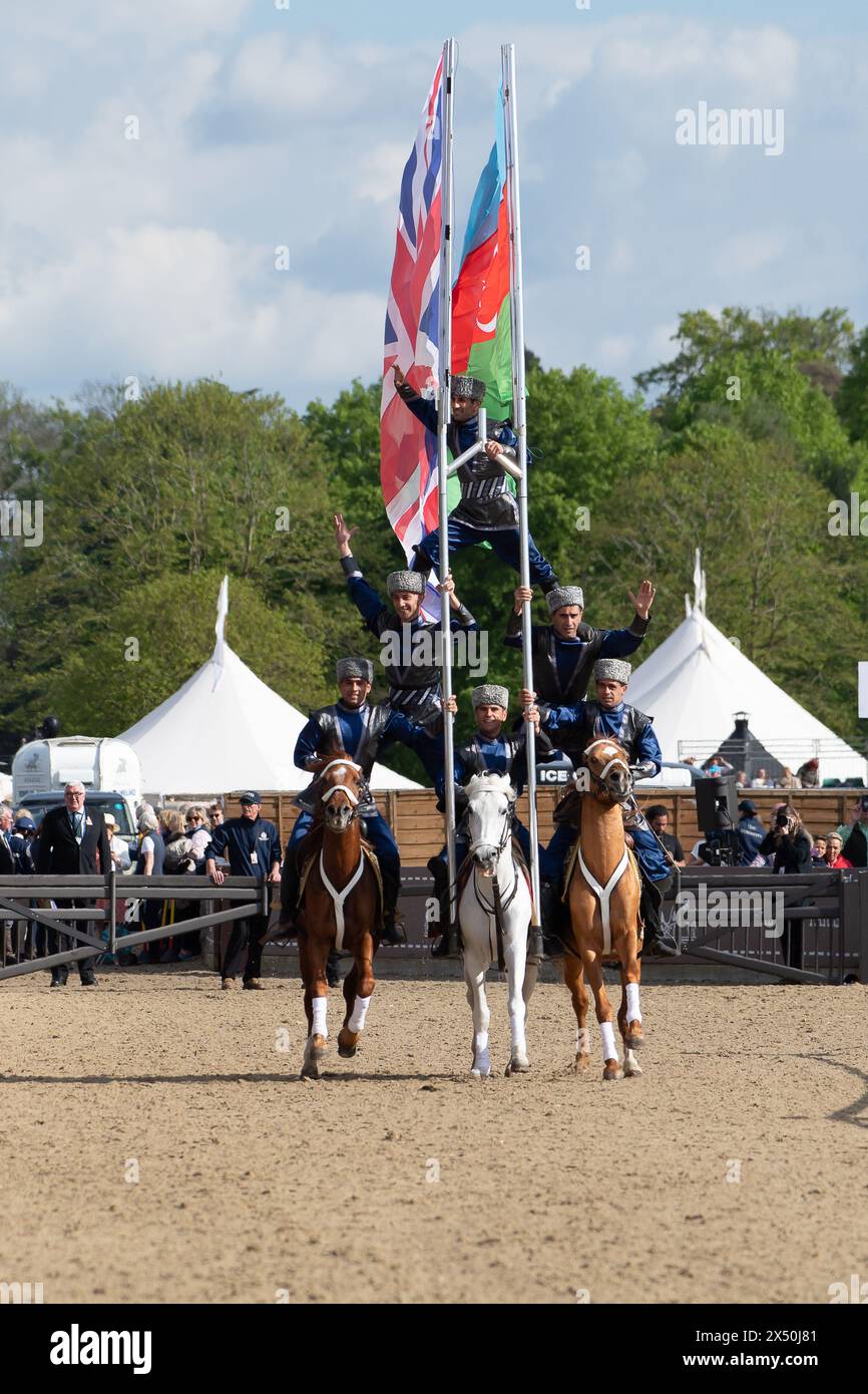 Windsor, Berkshire, UK. 4th May 2024. Performers from the Equestrian Federation of Azerbaijan ...
