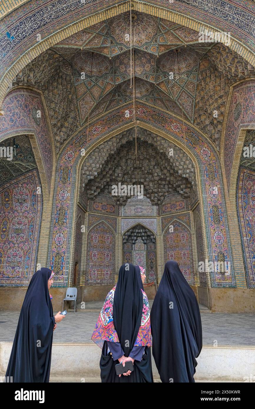 Shiraz, Iran - March 17, 2024: Women visiting the Nasir al-Mulk Mosque ...