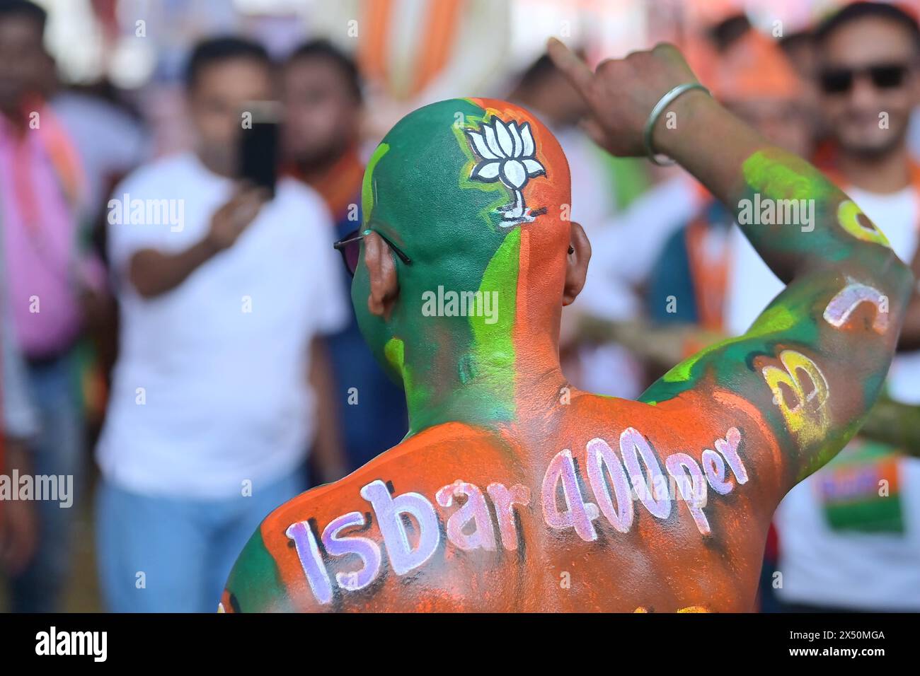 Supporters of the BJP at a rally of Prime Minister Narendra Modi ahead ...