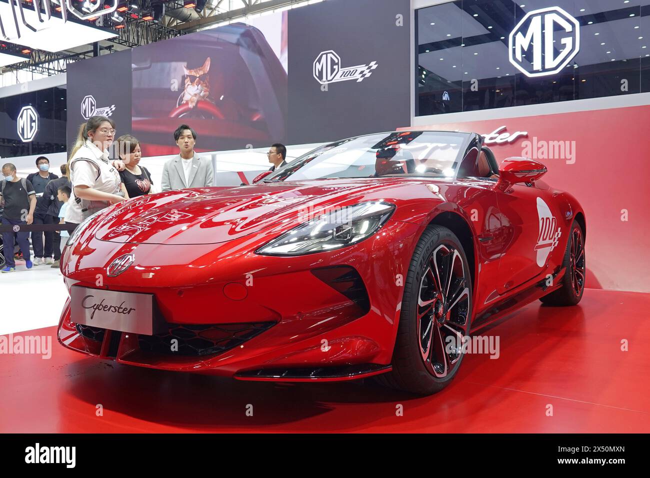 BEIJING, CHINA - MAY 3, 2024 - Visitors view the MG Cyberster electric ...