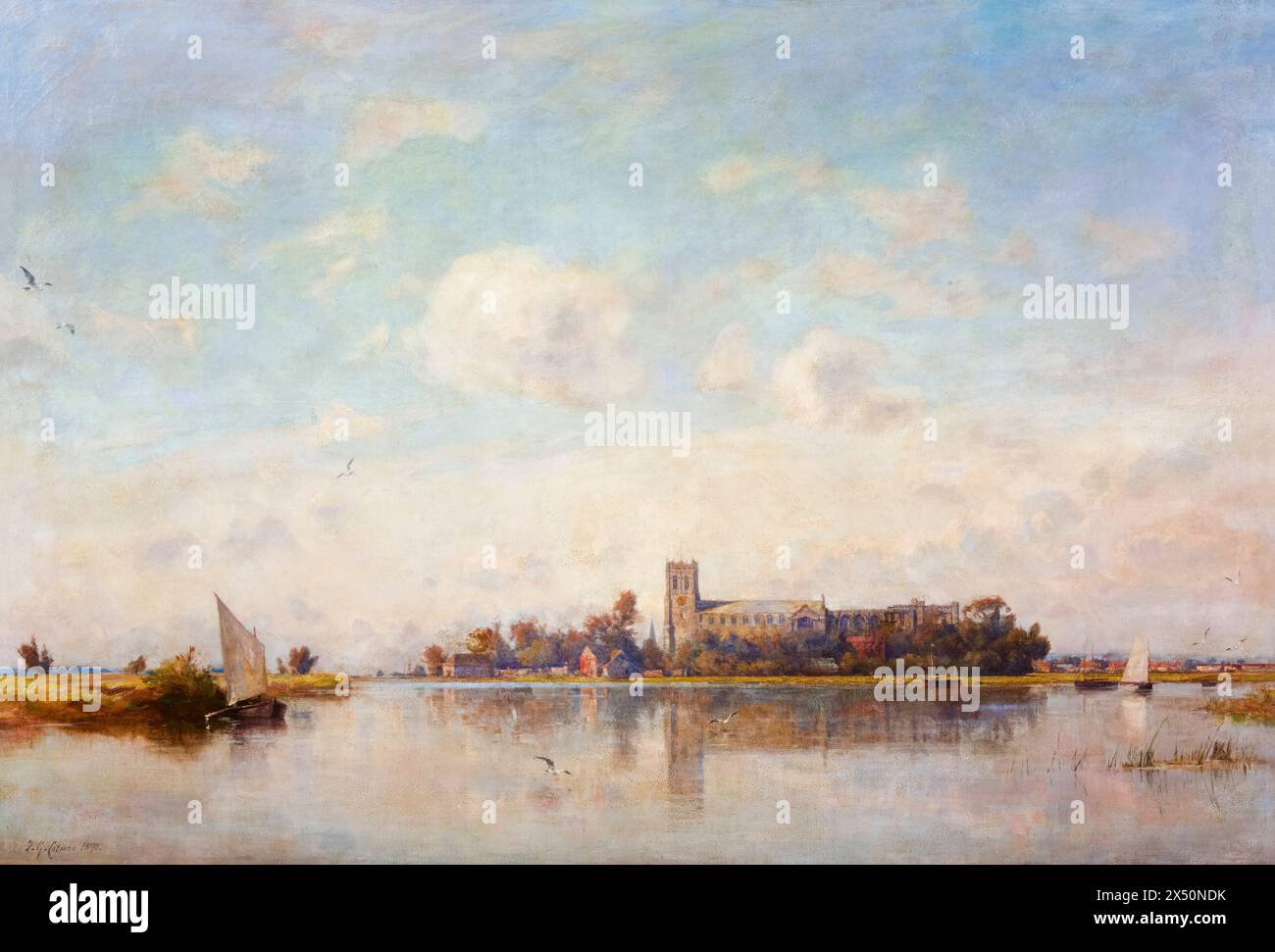 Frederick George Cotman, Christchurch Priory, Hampshire, landscape ...