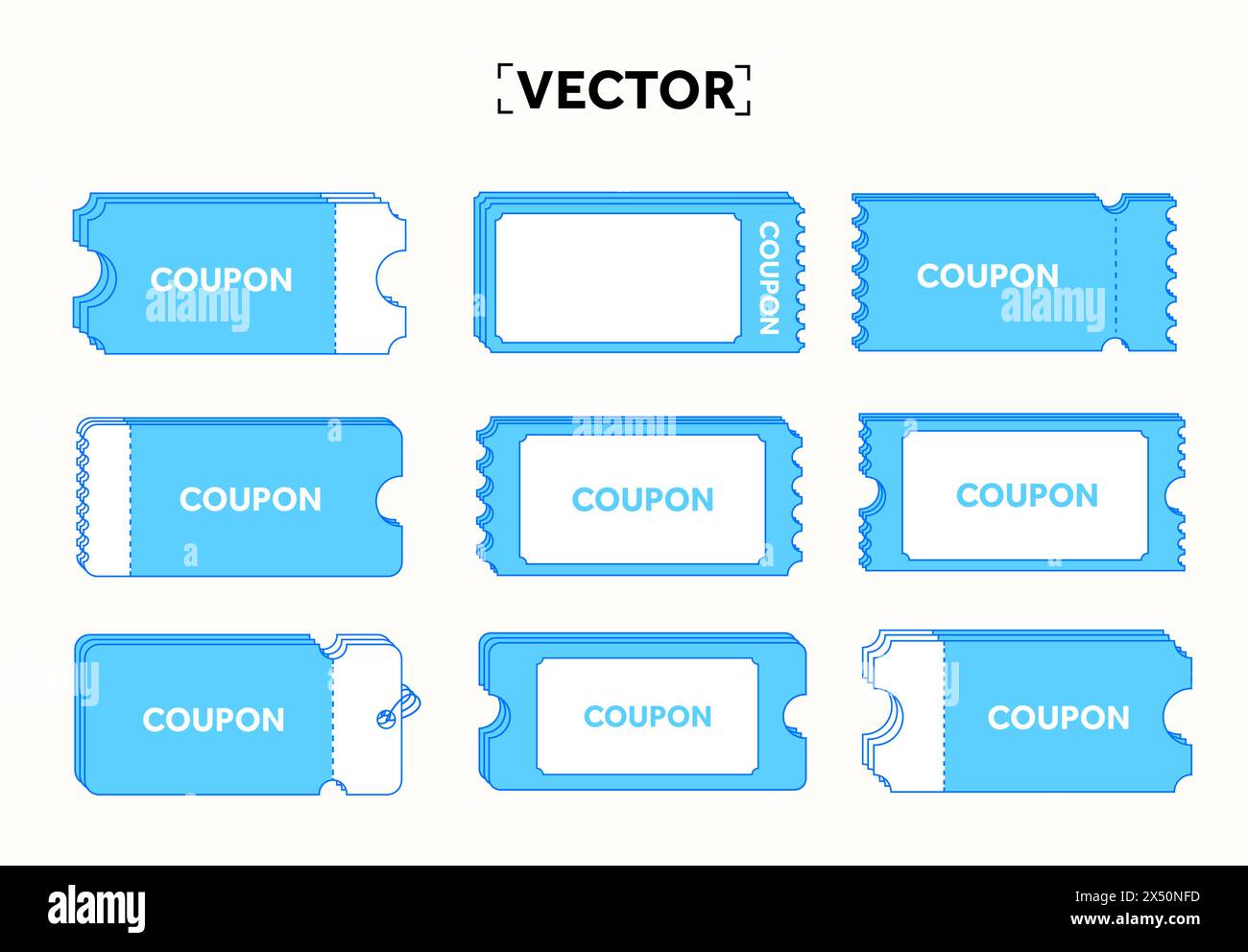 Coupon stack set. Set of coupon stack templates in different style ...