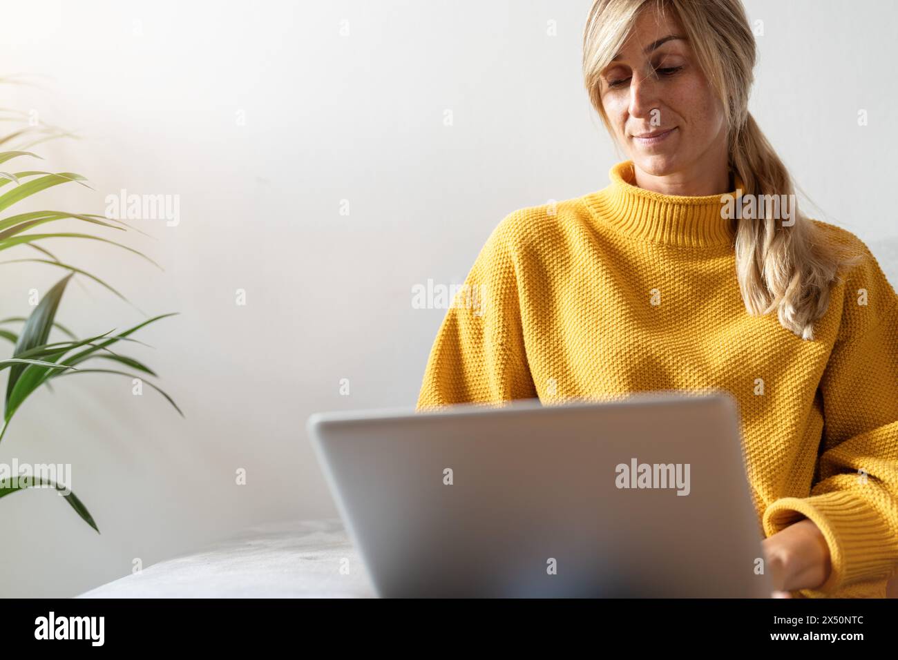 Woman working focused on laptop hi-res stock photography and images - Alamy