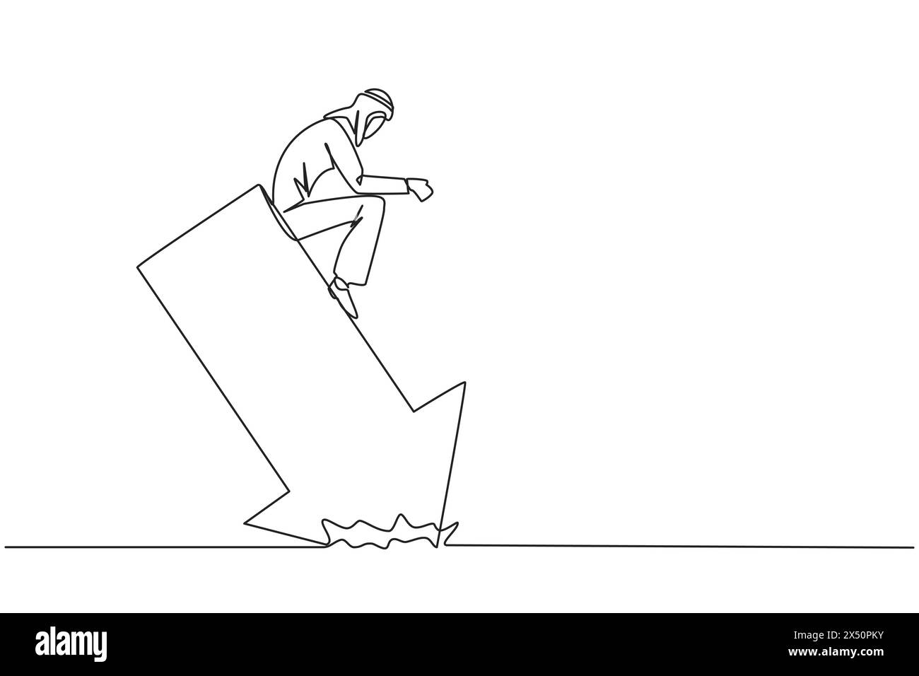 Single one line drawing of Arab sluggish businessman sits downcast on a ...