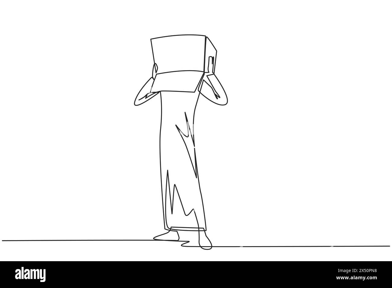 Single continuous line drawing of Arabian businessman stood up and ...