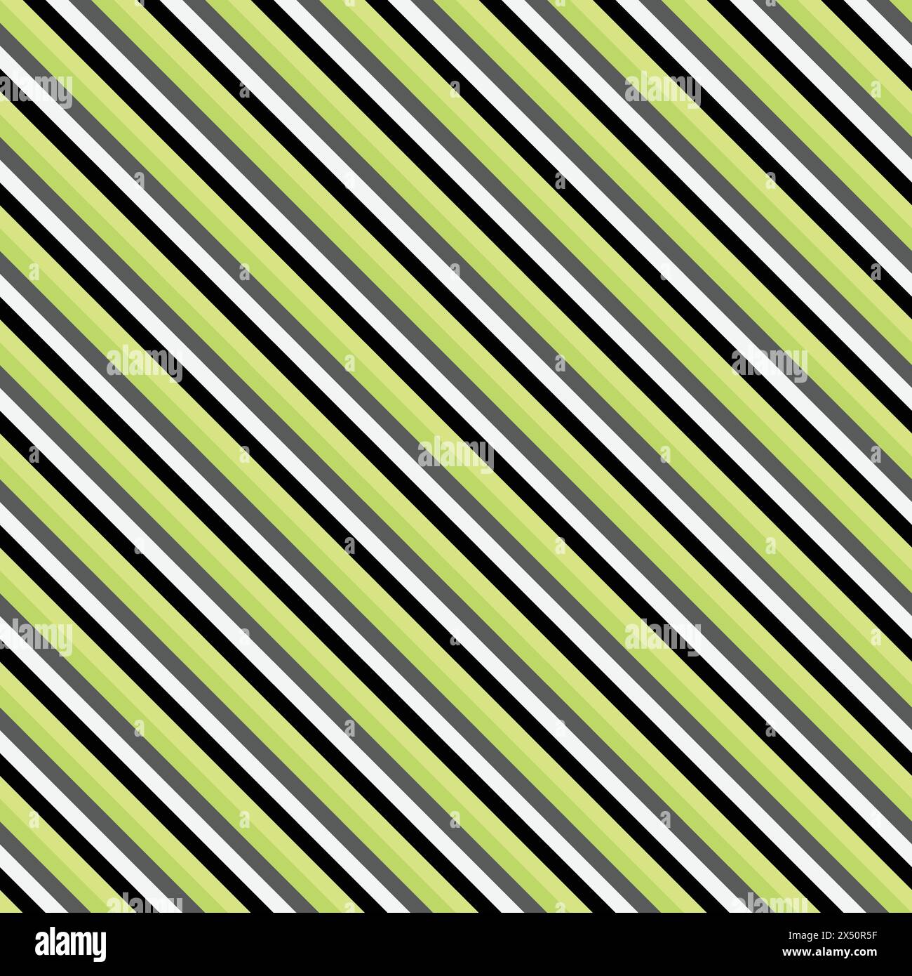 A seamless pattern of black and white diagonal stripes on a green ...
