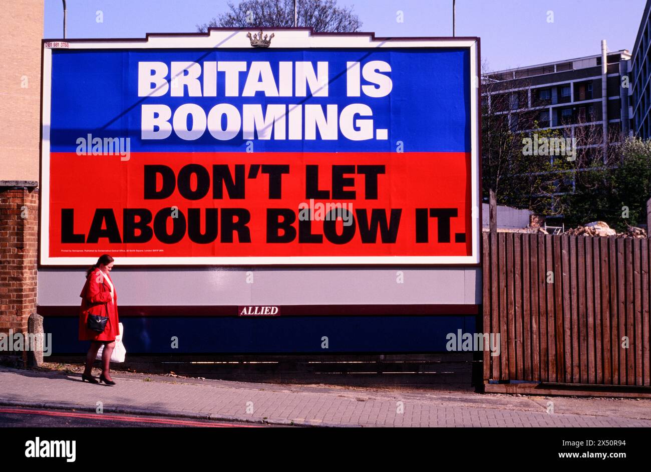 A 1997 Conservative Party general election campaign poster. London, UK ...