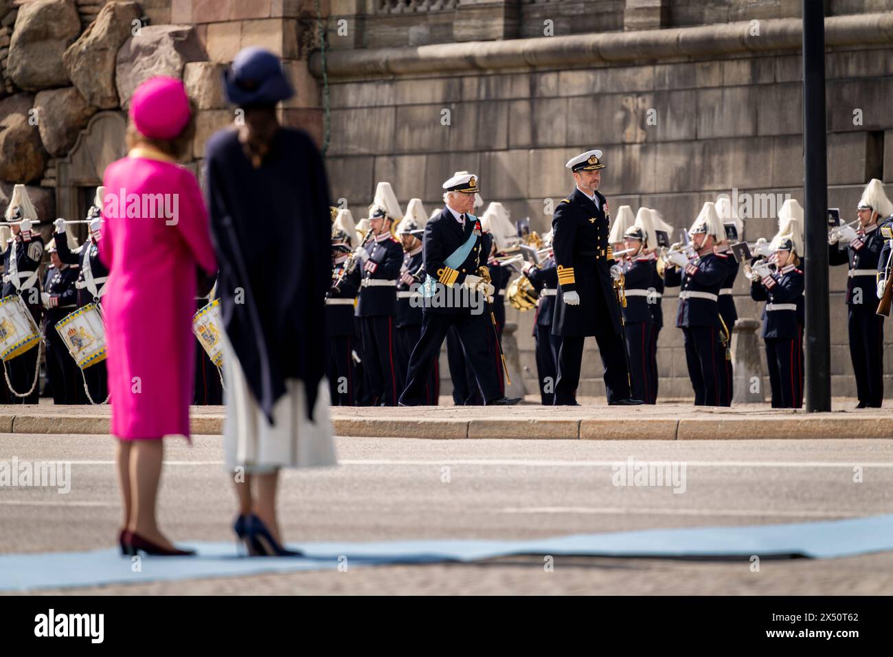 Stockholm, Sweden. 06th May, 2024. Queen Mary and Queen Silvia watch as ...