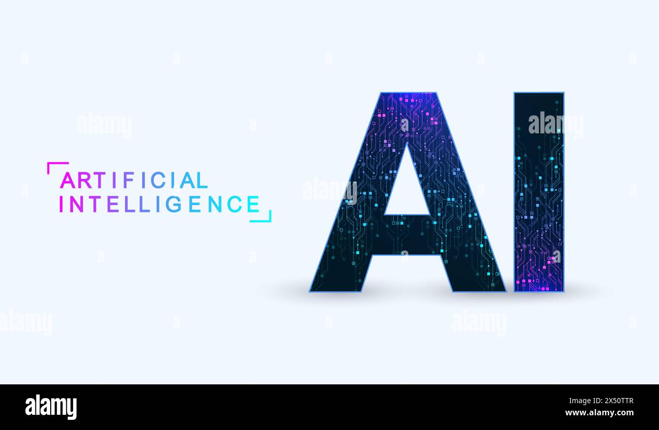 Artificial Intelligence with circuit electric line style. Digital ...