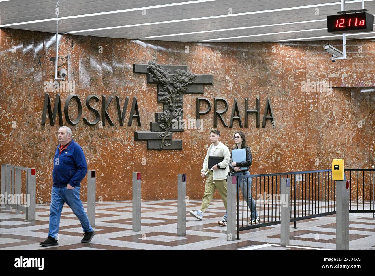 Prague, Czech Republic. 06th May, 2024. Bronze sculpture with the inscription Moscow-Prague in ...