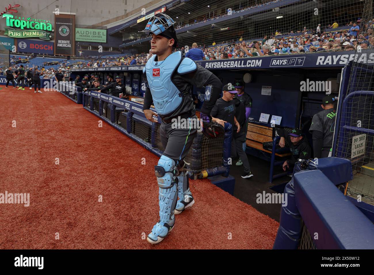 St. Petersburg, FL: Tampa Bay Rays catcher Alex Jackson (28) takes the ...