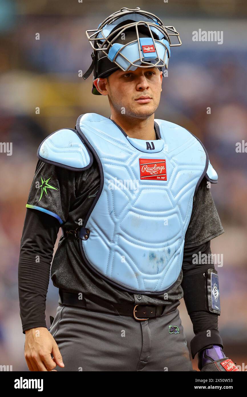 St. Petersburg, FL: Tampa Bay Rays catcher Alex Jackson (28) waits for ...